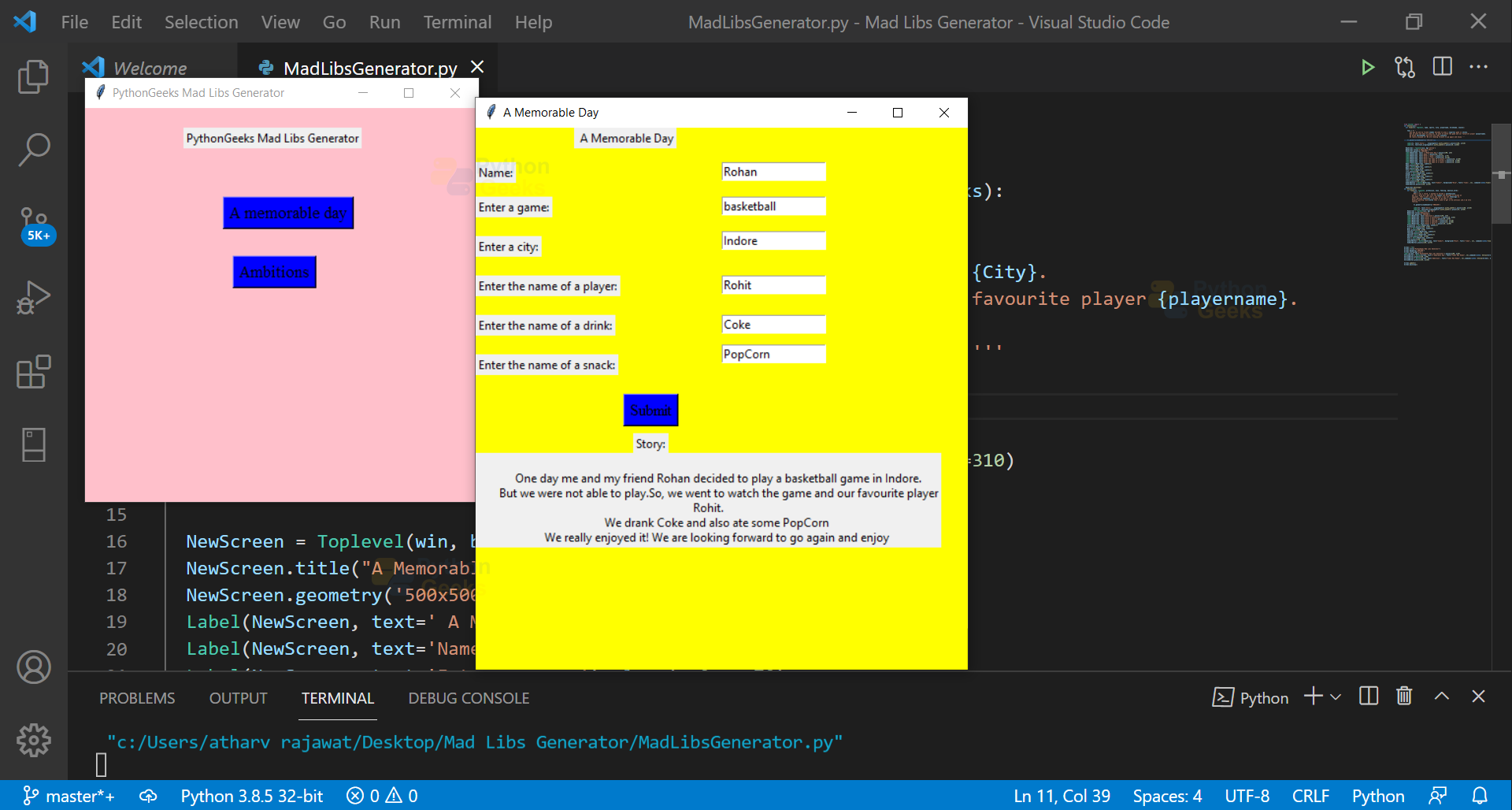 Create Mad Libs Generator Game In Python Python Geeks